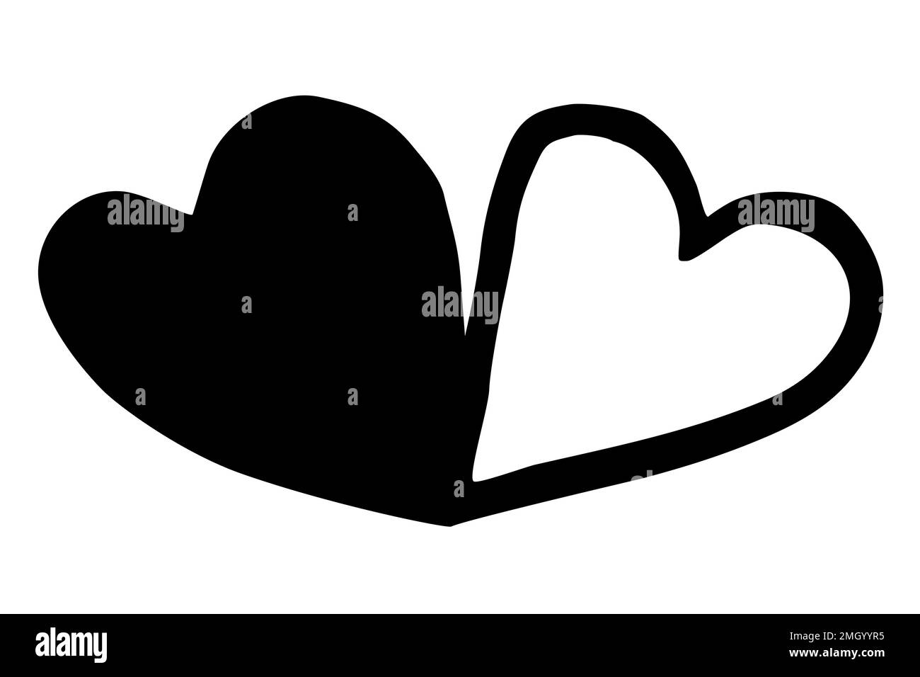 Connected Hearts hand drawn with thin line Stock Vector Image & Art - Alamy