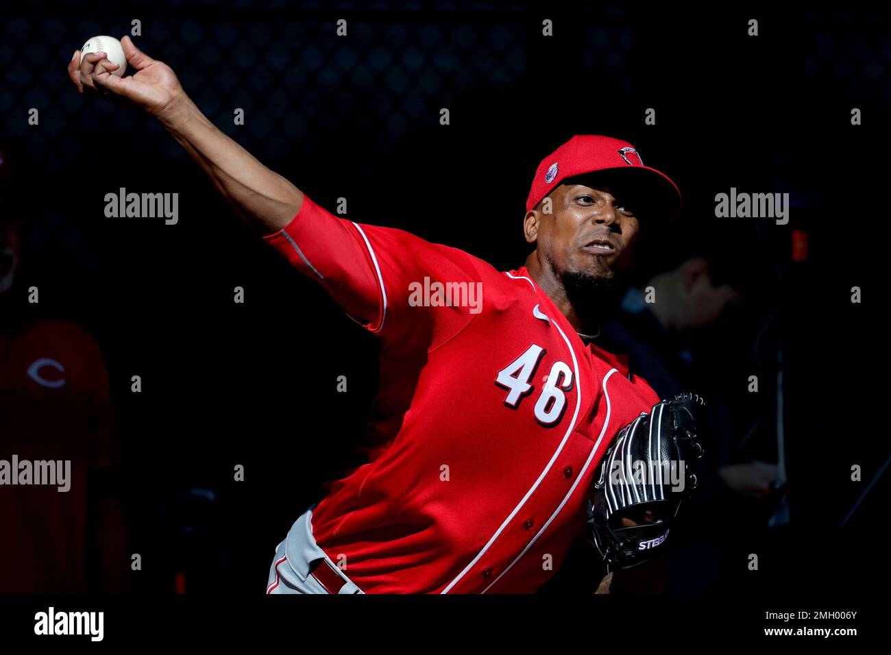 Cincinnati Reds baseball player Pedro Strop (46) throws during the ...