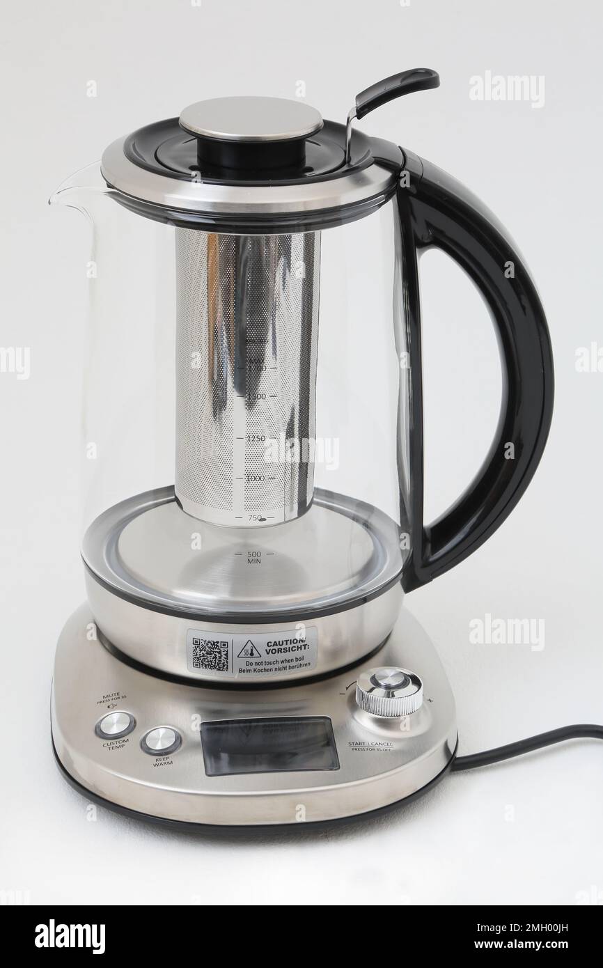 Electric Smart Glass Tea Kettle with Temperature Control Stock Photo ...