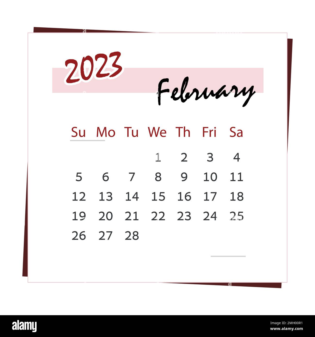 Calendar for the month of February 2023. Square calendar Stock Vector ...