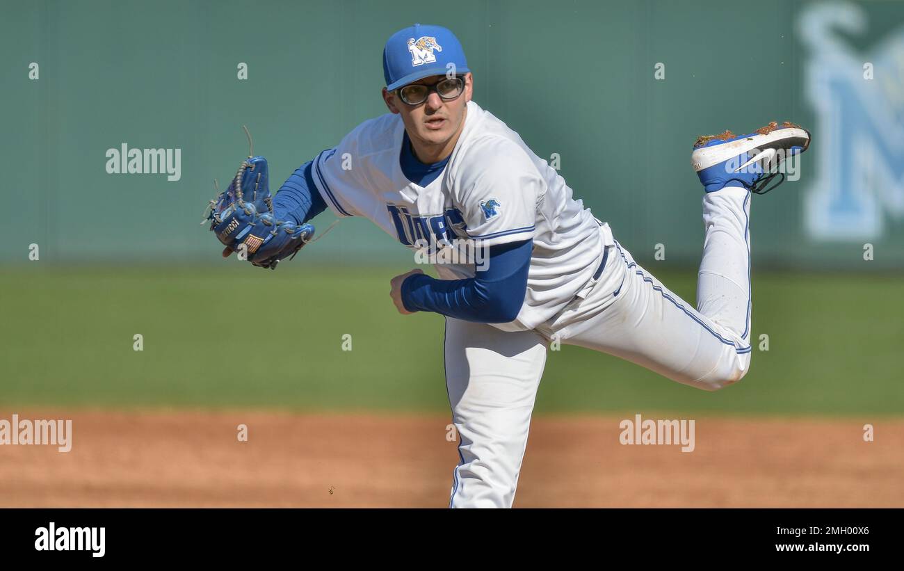 Memphis pitcher Danny Denz plays in an NCAA baseball game against ...