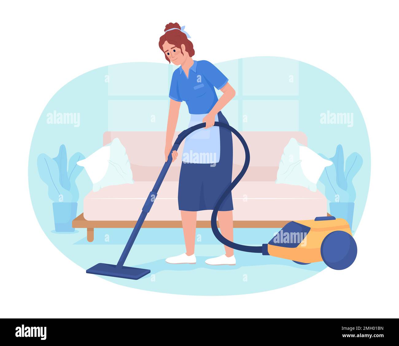 Apartment cleaning service 2D vector isolated illustration Stock Vector ...