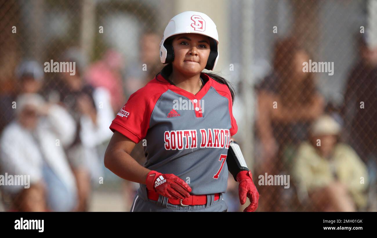 University of South Dakota infielder Aleesia Sainz during an NCAA ...