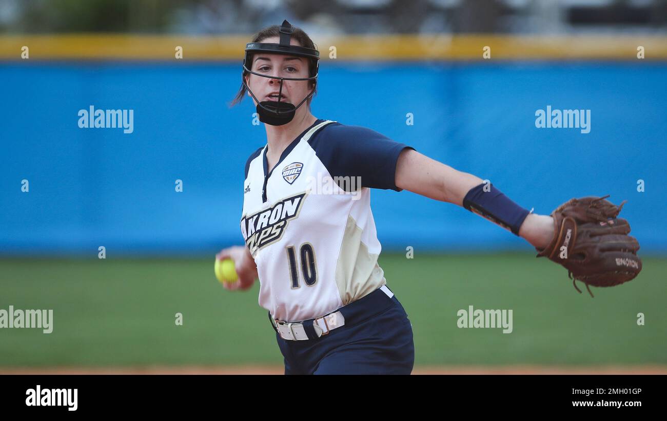 University of Akron pitcher Lauren Frigyes during an NCAA softball game ...