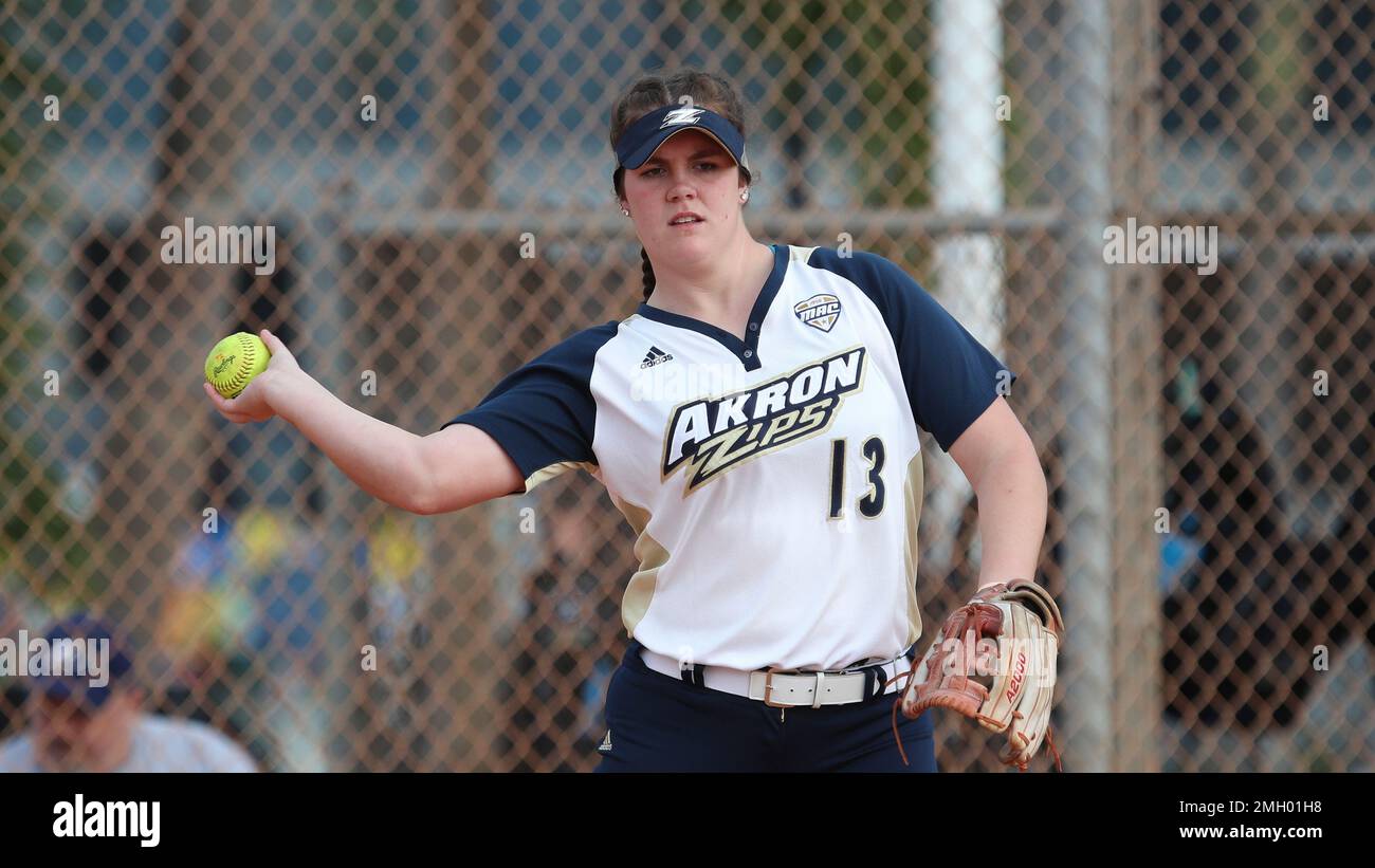 University of Akron infielder Sydney Jascoe during an NCAA softball ...
