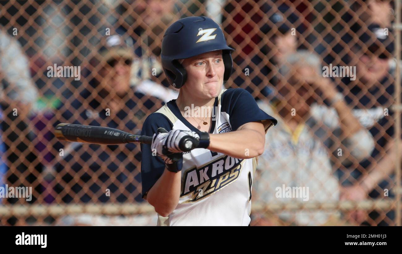 University of Akron infielder Maggie Sons during an NCAA softball game ...