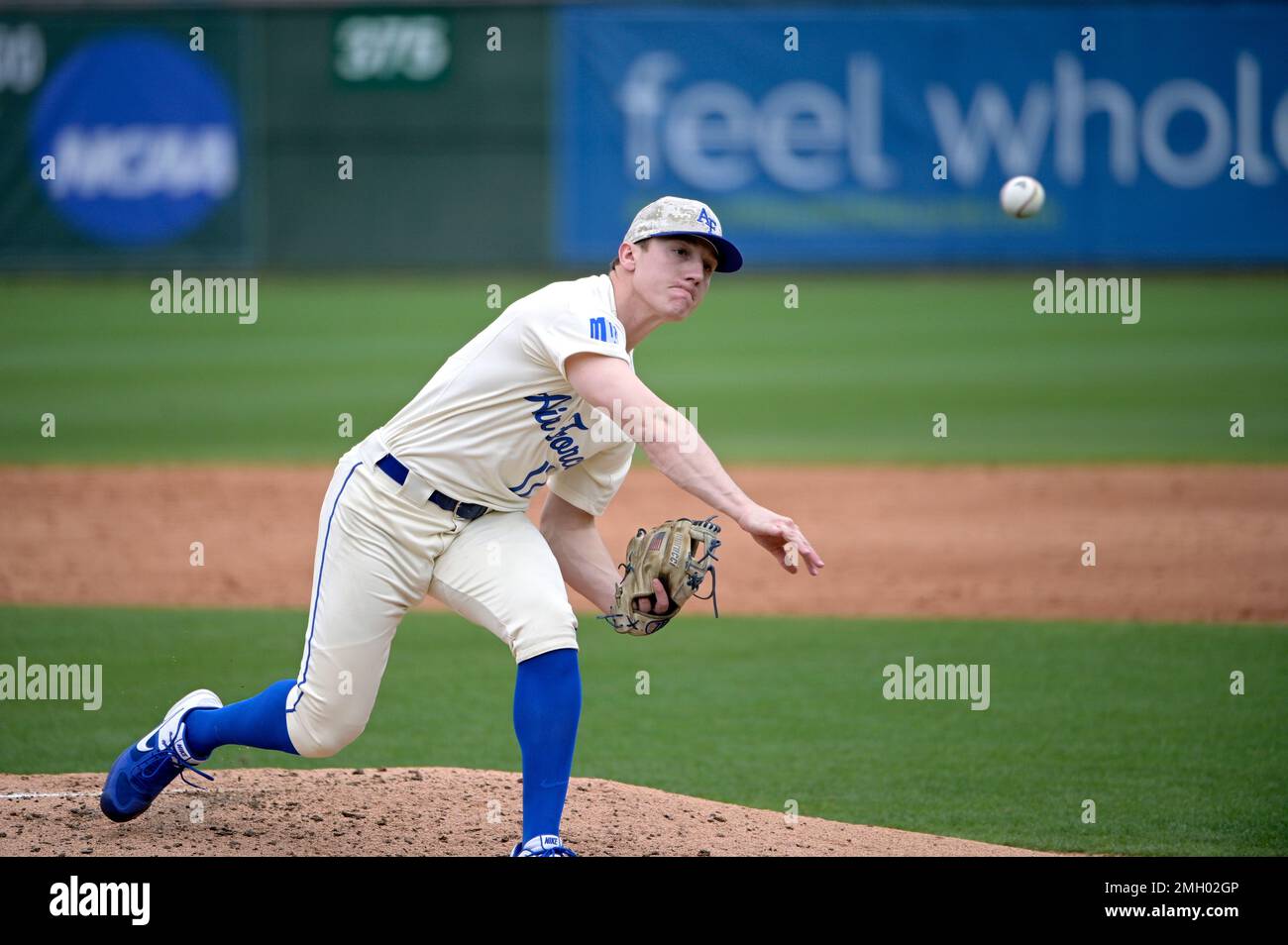 Air Force pitcher Luke Chilcutt (17) throws to home plate during an ...