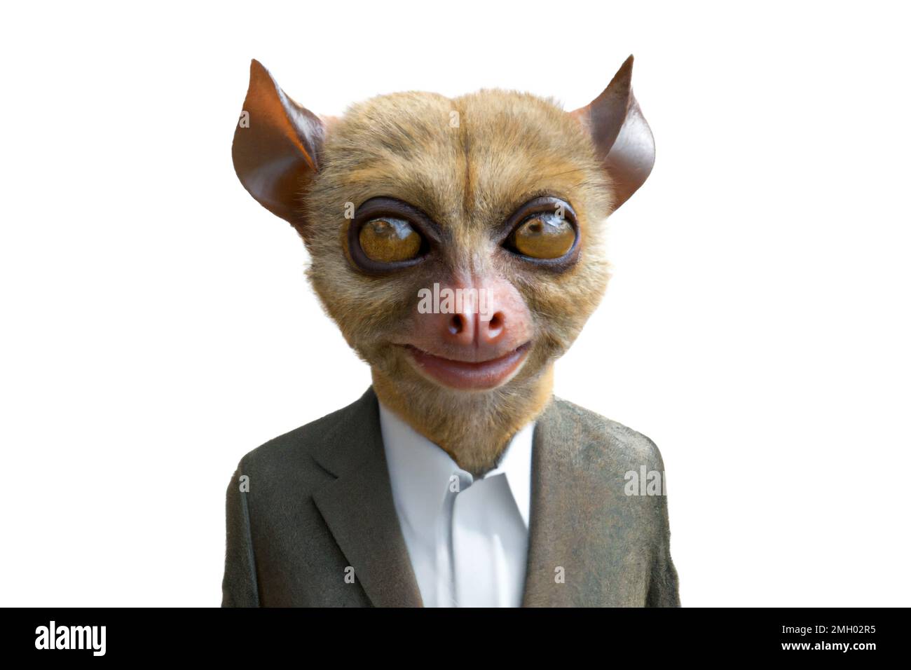 Portrait of Tarsier in a business suit – Digital 3D Illustration on ...