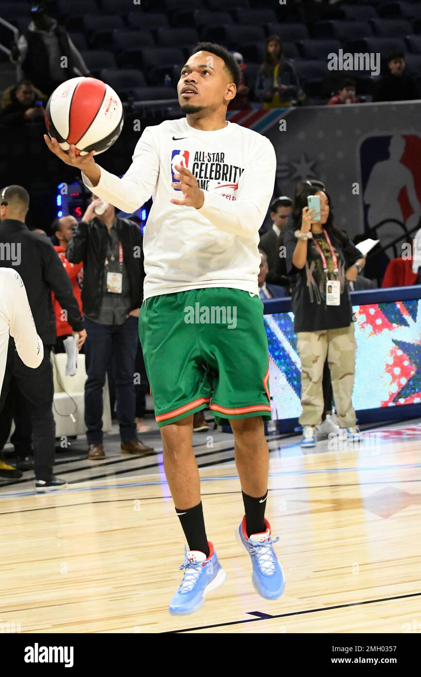 Team Stephen A's Chance The Rapper warms up for the NBA Celebrity All ...