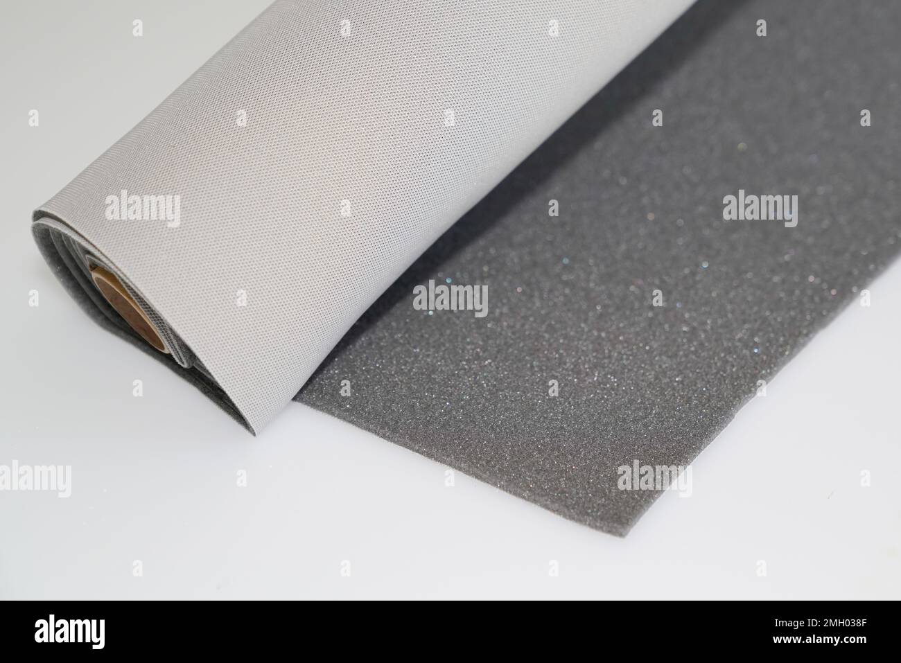 texture of grey textile fabric with two gray tone by face on white ...
