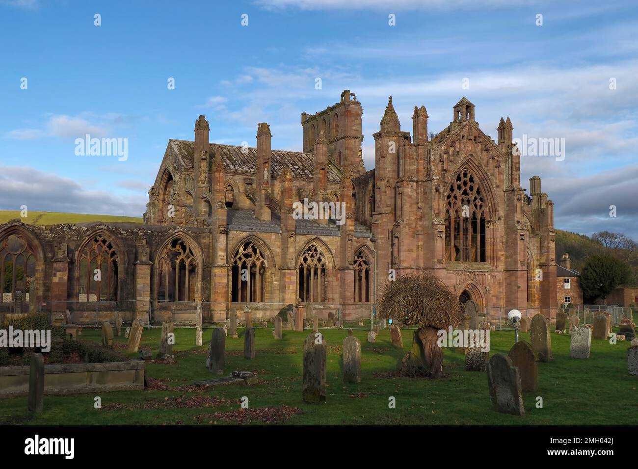Melrose Abbey ruins, Melrose,Scottish Borders,Scotland,UK Stock Photo ...