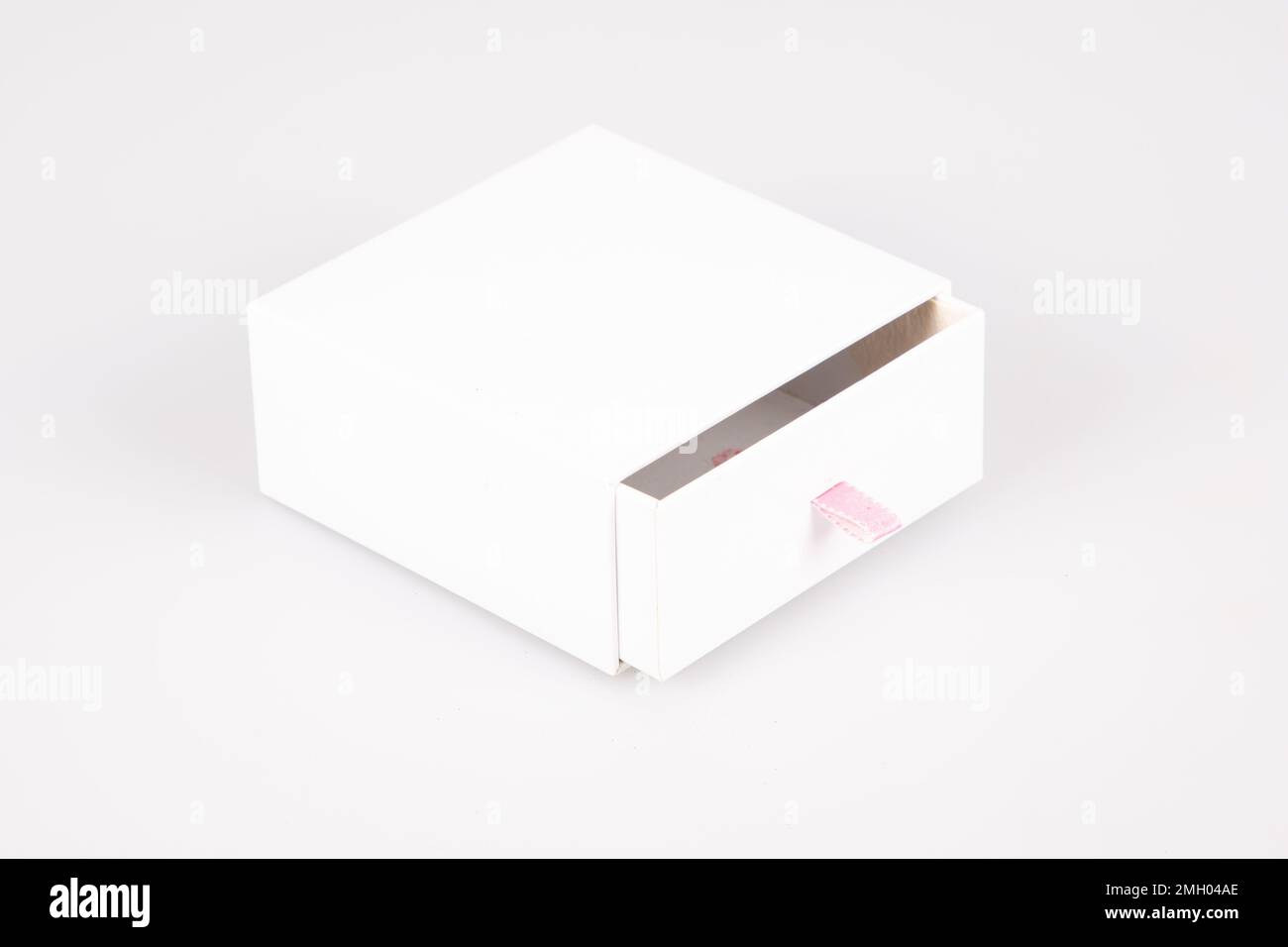 white little cardboard sliding box with drawer pink ribbon in grey ...