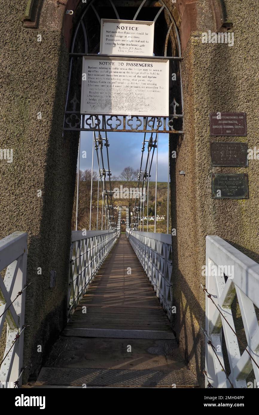 Gattonside Suspension Bridge, the Chain bridge, built in 1826 to cross ...