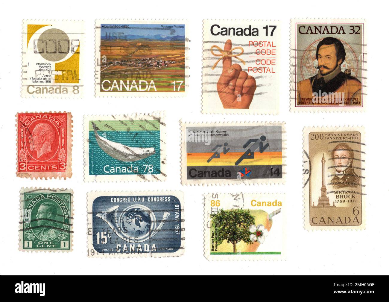 Vintage postage stamps from Canada on a white background Stock Photo ...