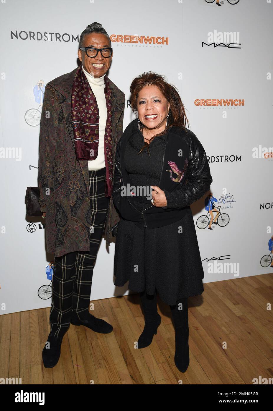 Fashion designer B Michael, left, and songwriter Valerie Simpson attend ...