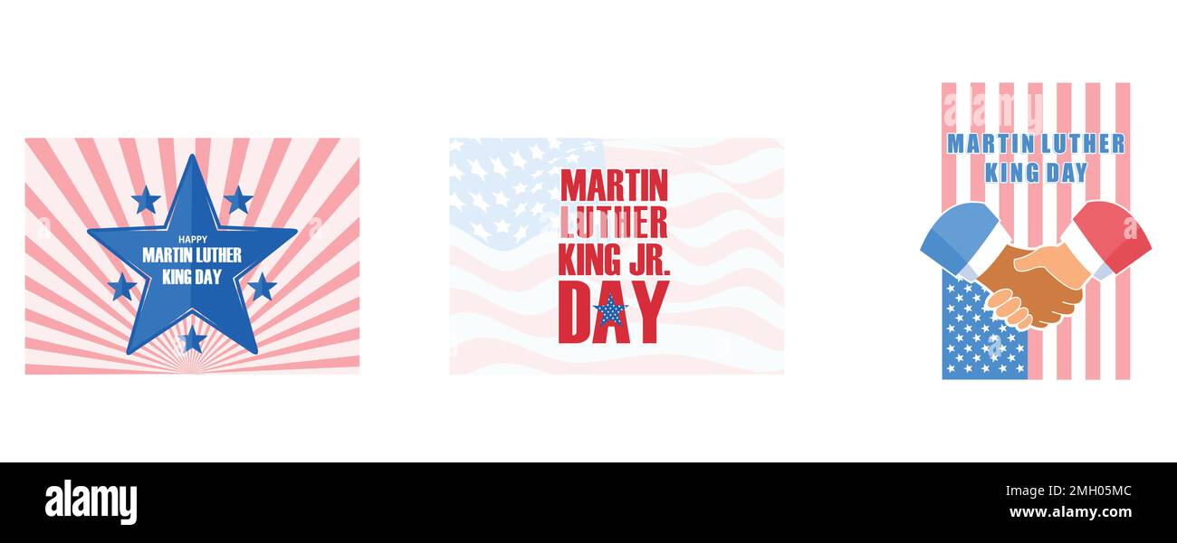 Martin Luther King Day background, handshake in honor, set flat vector ...