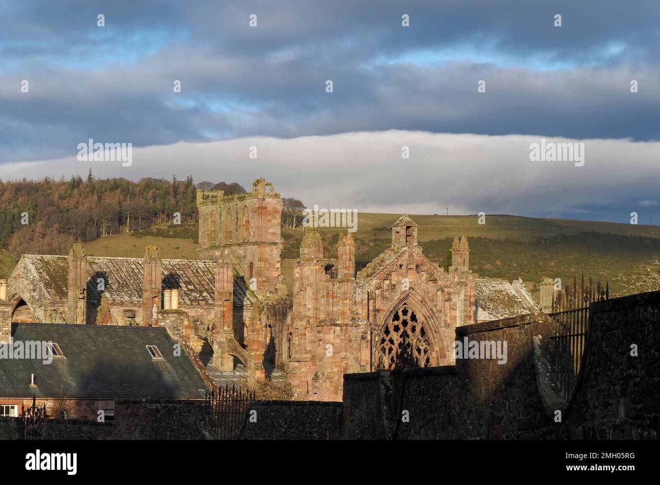 Melrose Abbey ruins, Melrose,Scottish Borders,Scotland,UK Stock Photo ...