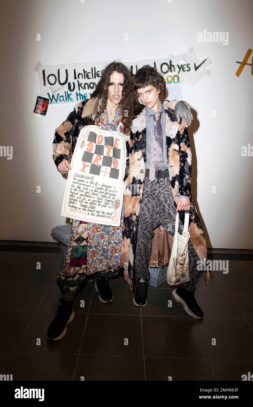 Models wear creations by designer Vivienne Westwood at an Autumn/Winter ...
