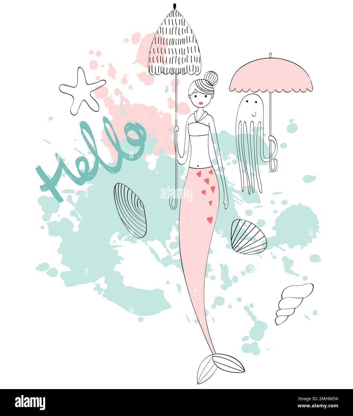 Vector cute mermaid Stock Vector Image & Art - Alamy