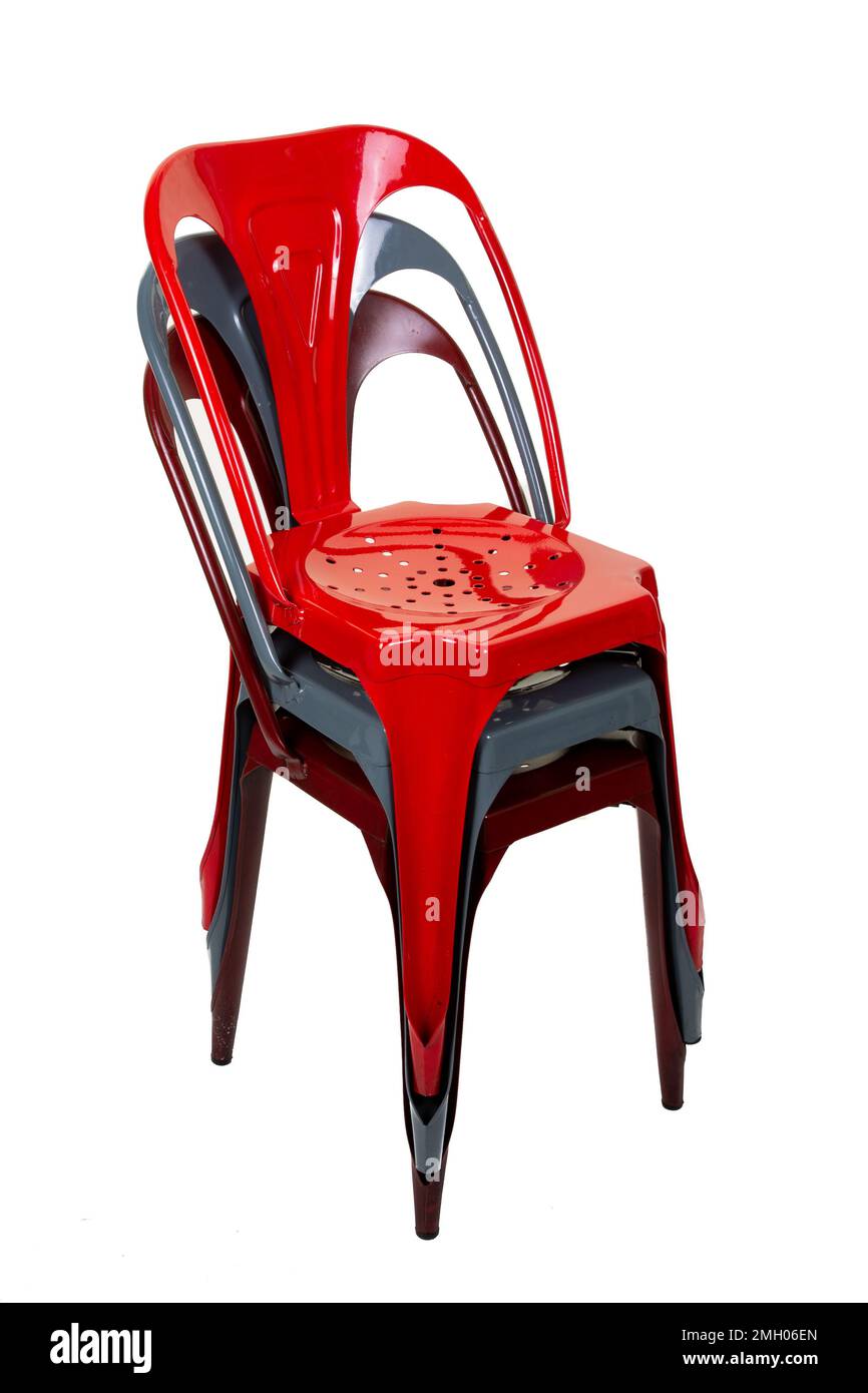 Set of Industrial Metal Chair isolated on white background Stock Photo ...