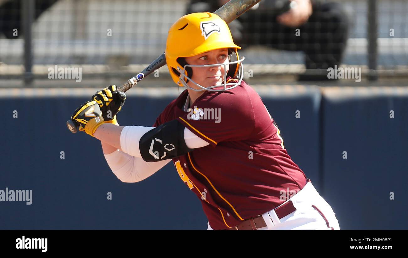 Winthrop's Ashley Westbrooks (24) at bat during a college softball game ...