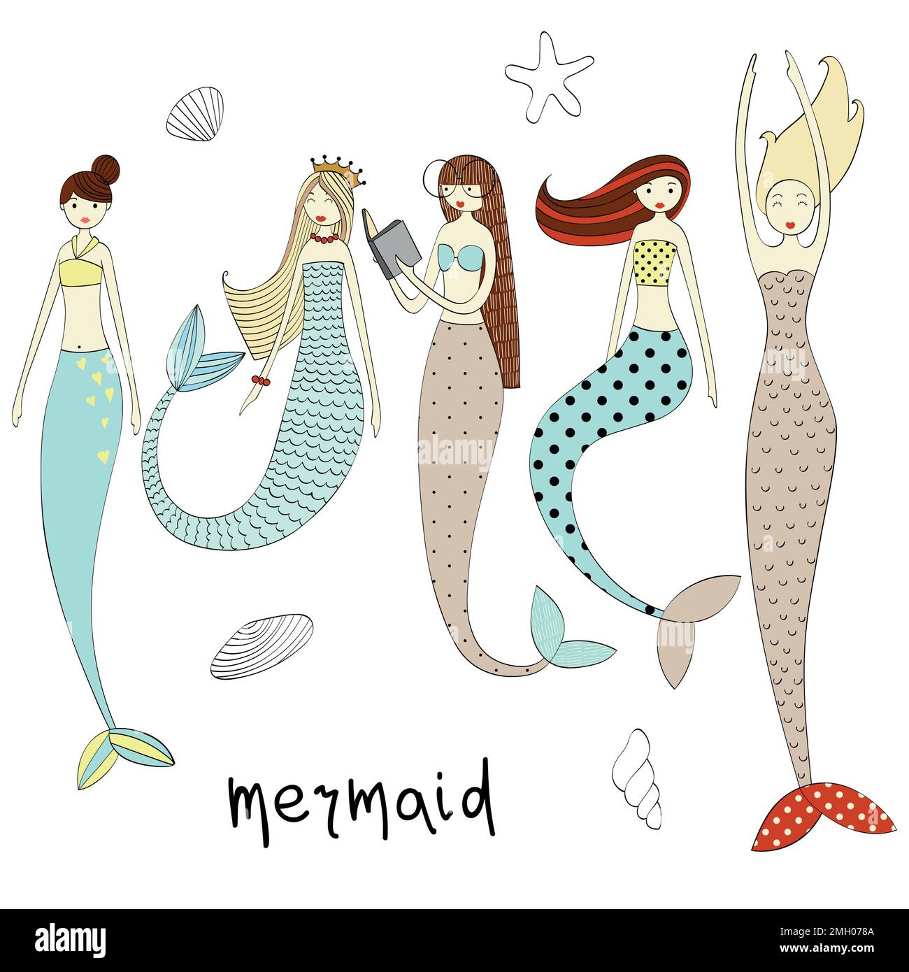 Vector cute mermaid Stock Vector Image & Art - Alamy