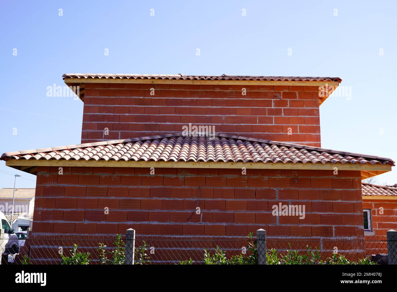 two storey house brick house under construction Stock Photo - Alamy