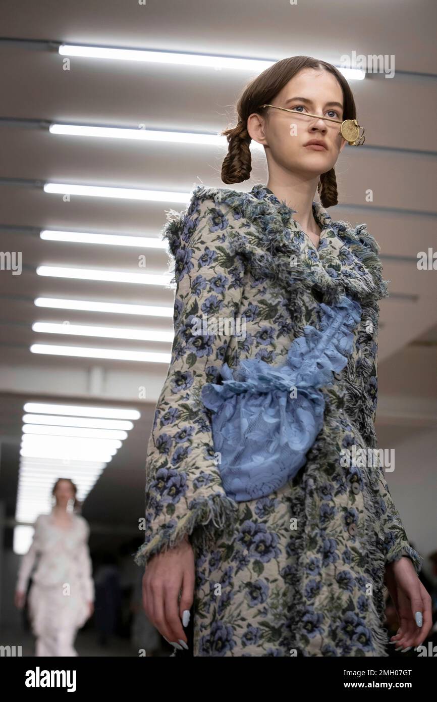 A model wears a creation by designer Yuhan Wang at the Autumn/Winter ...
