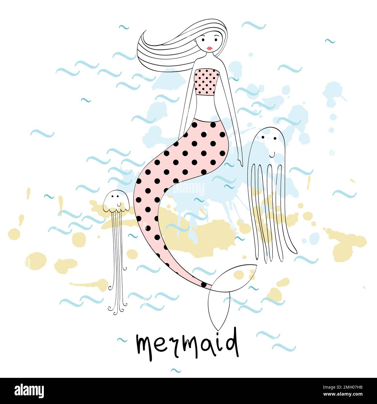 Vector cute mermaid Stock Vector Image & Art - Alamy