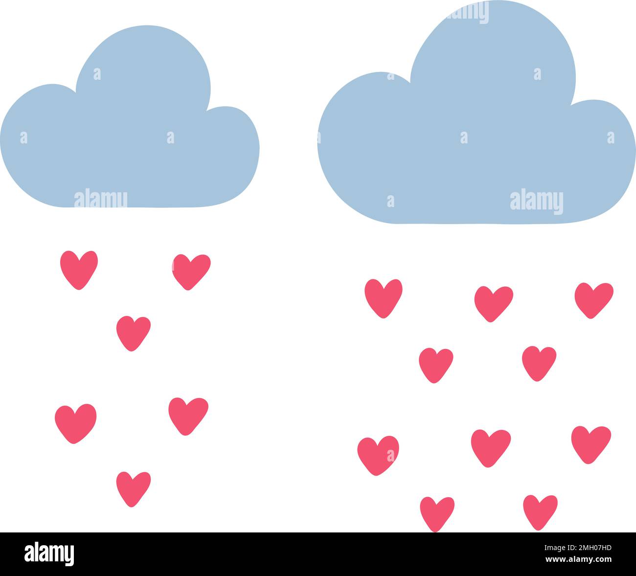 Hand drawn cloud raining with hearts doodle vector illustration Stock ...