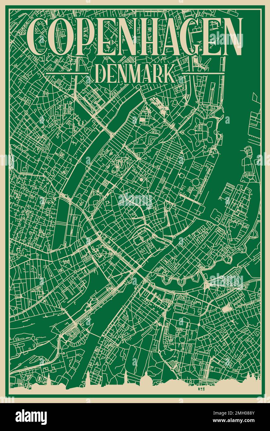 Road network poster of the downtown COPENHAGEN, DENMARK Stock Vector ...