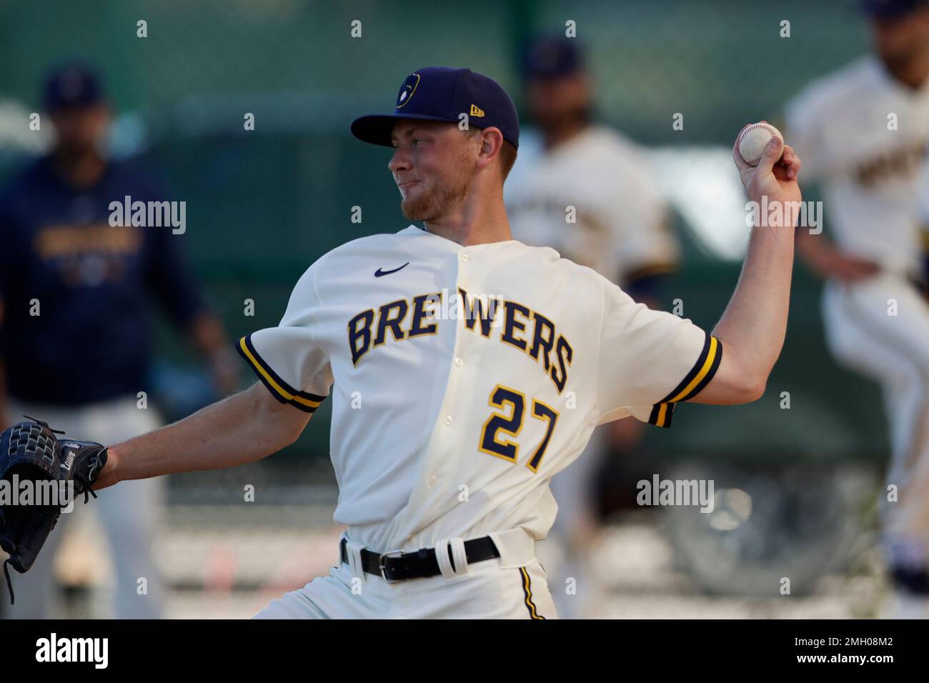 Milwaukee Brewers pitcher Eric Lauer during spring training baseball ...