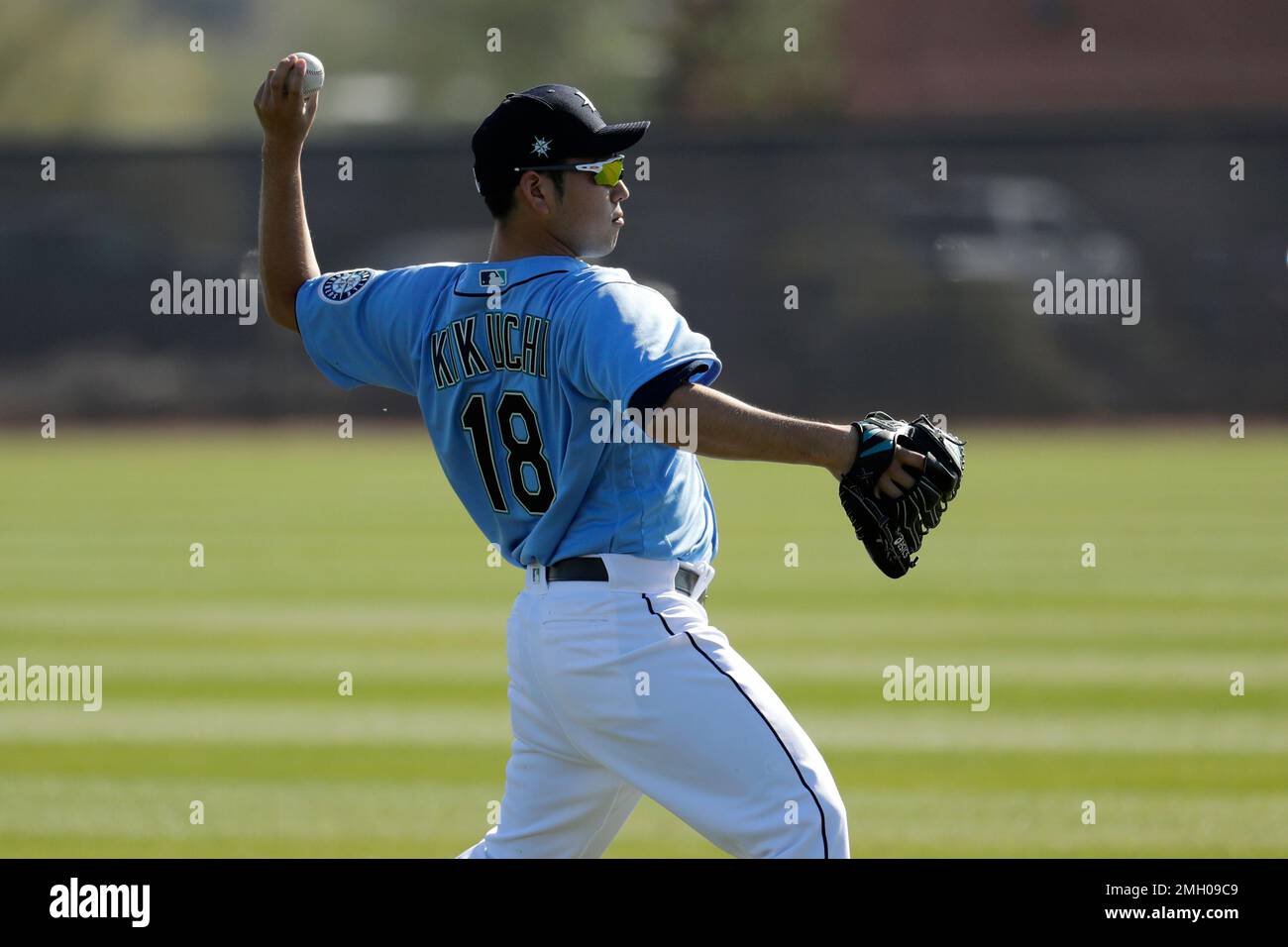 Seattle Mariners pitcher Yusei Kikuchi during spring training baseball ...