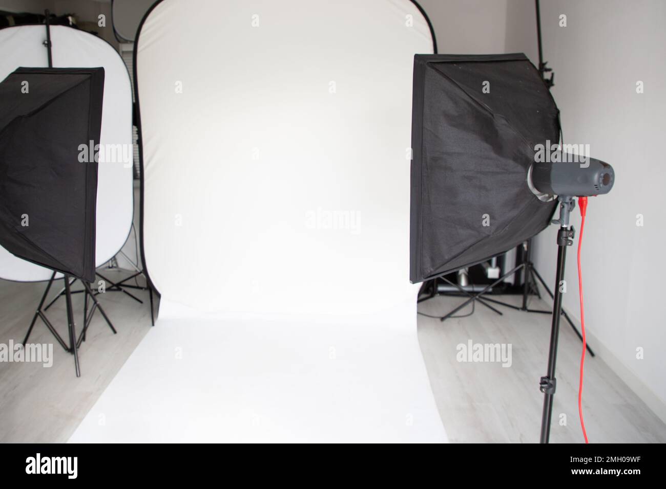 white empty setup photographer modern photo studio room with ...