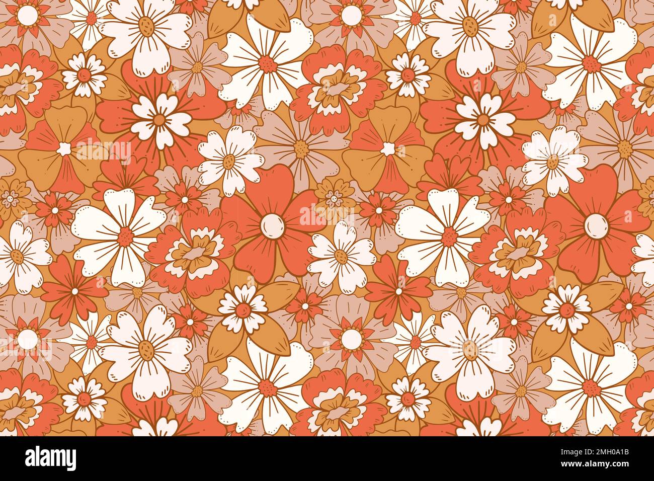 Floral retro boho pattern. Flower Power. Hippie pattern of the sixties ...