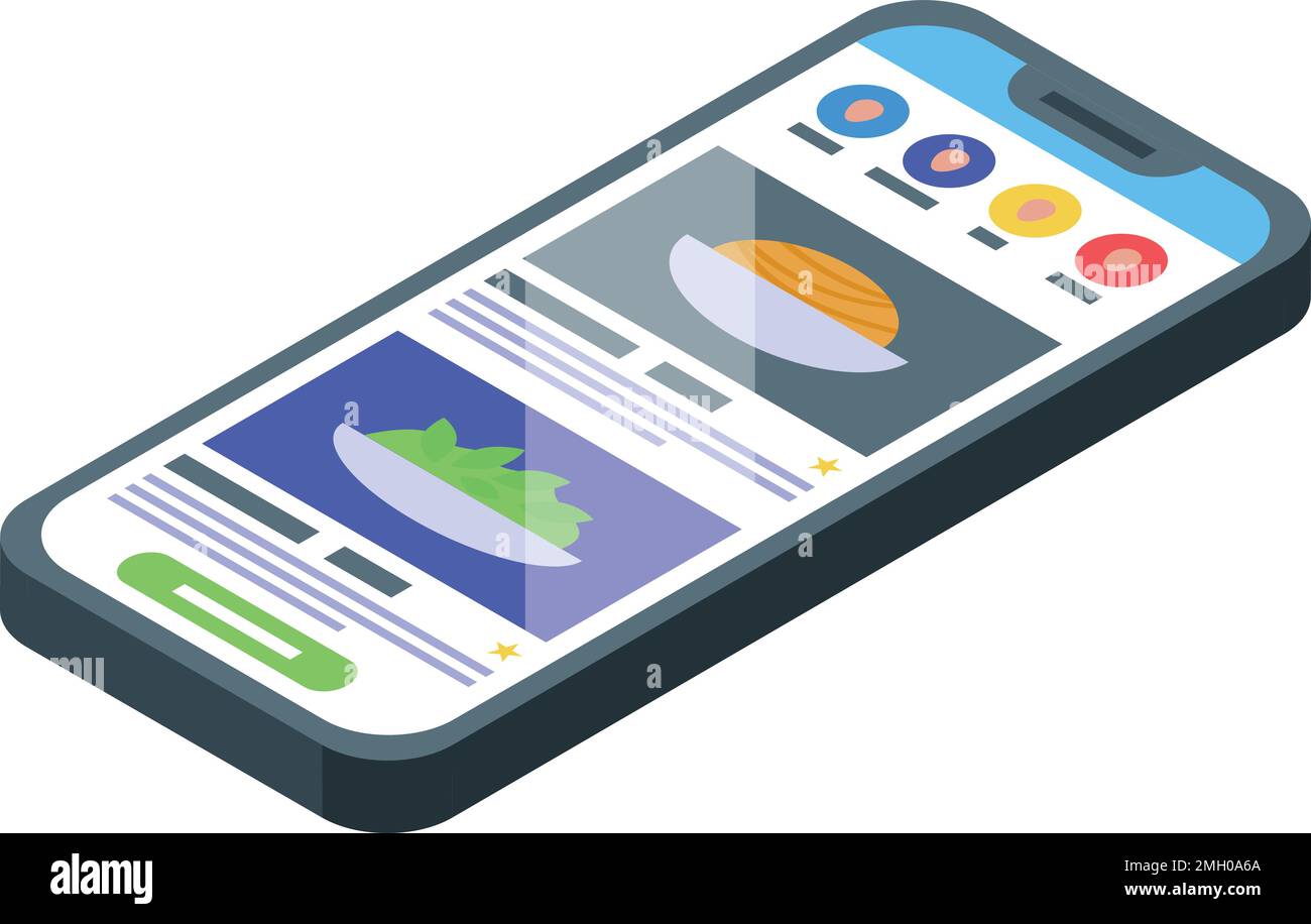 Smartphone food control icon isometric vector. Critic safety. Important ...