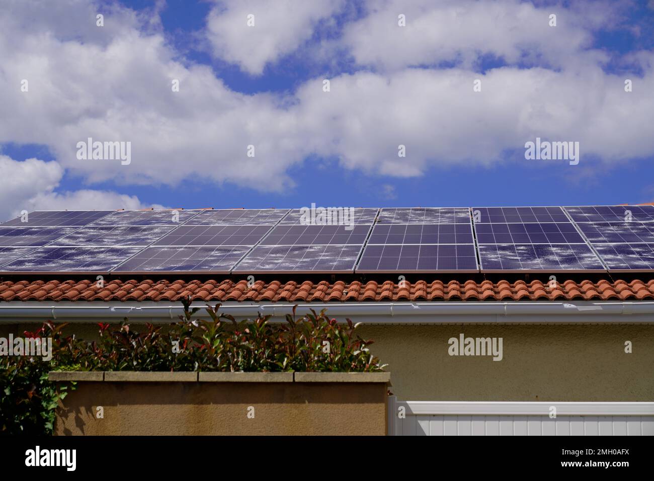 solar panel on house roof damaged and broken by hail storm after spring ...