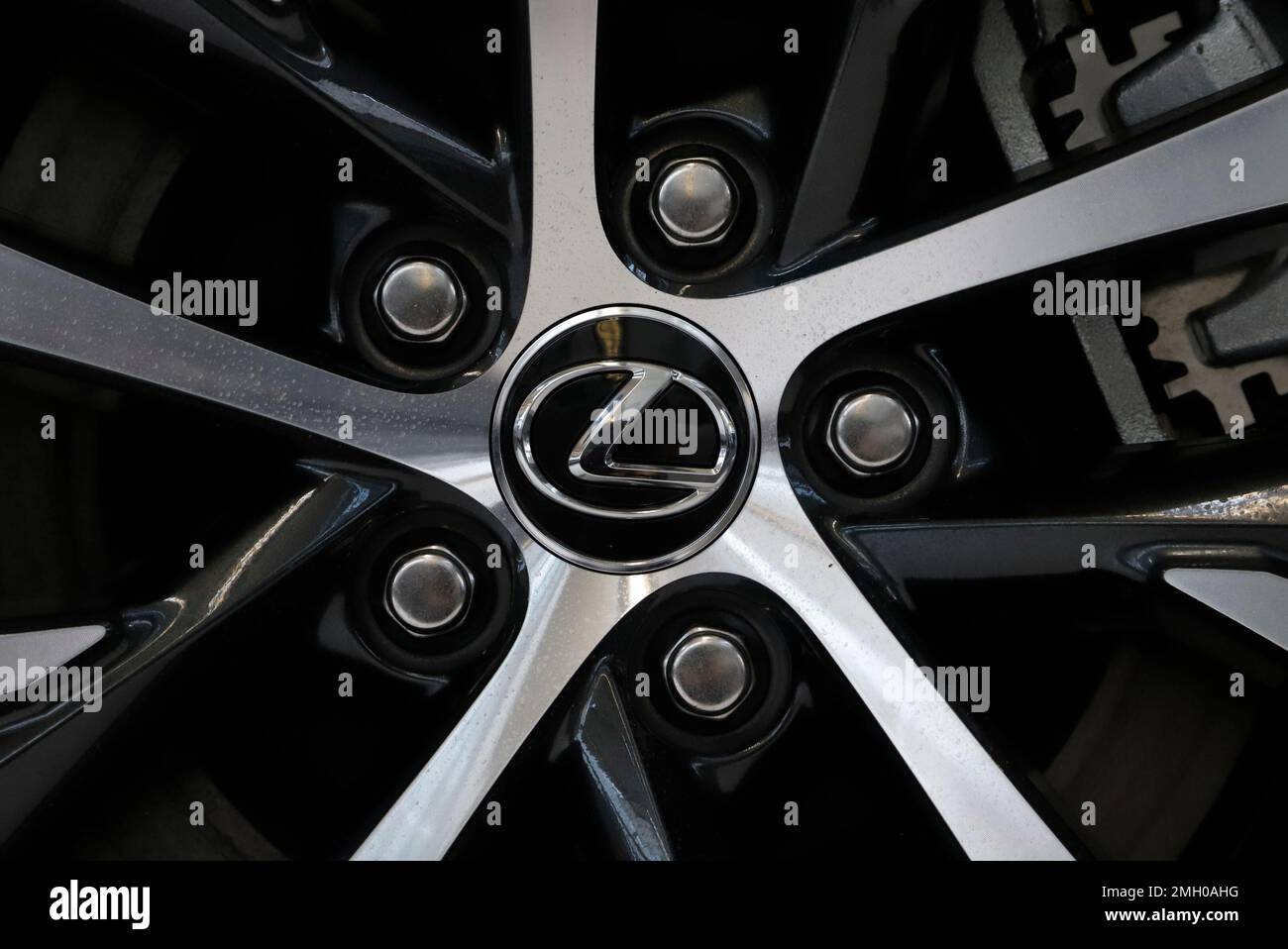 This is a wheel on a 2020 Lexus RX 350 on display at the 2020 ...