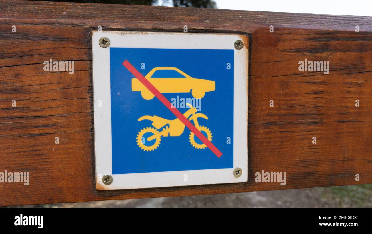 road sign forbidden for car and motorbike vehicles Stock Photo - Alamy