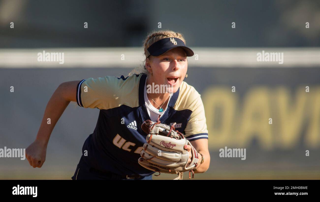 UC Davis' Leah Polson during an NCAA softball game on Friday, Feb. 7 ...