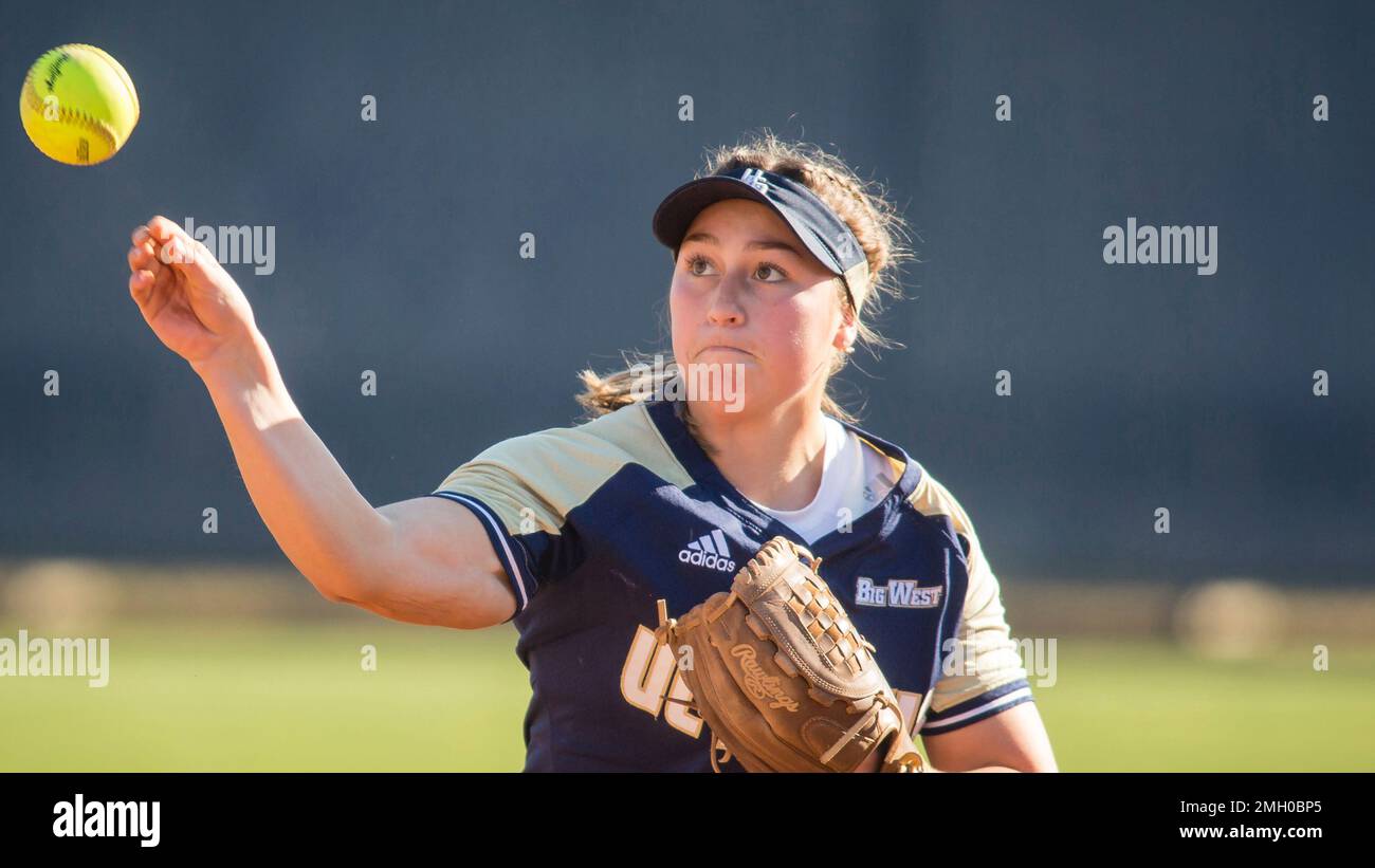UC Davis' Sommer Kisling during an NCAA softball game on Friday, Feb. 7 ...
