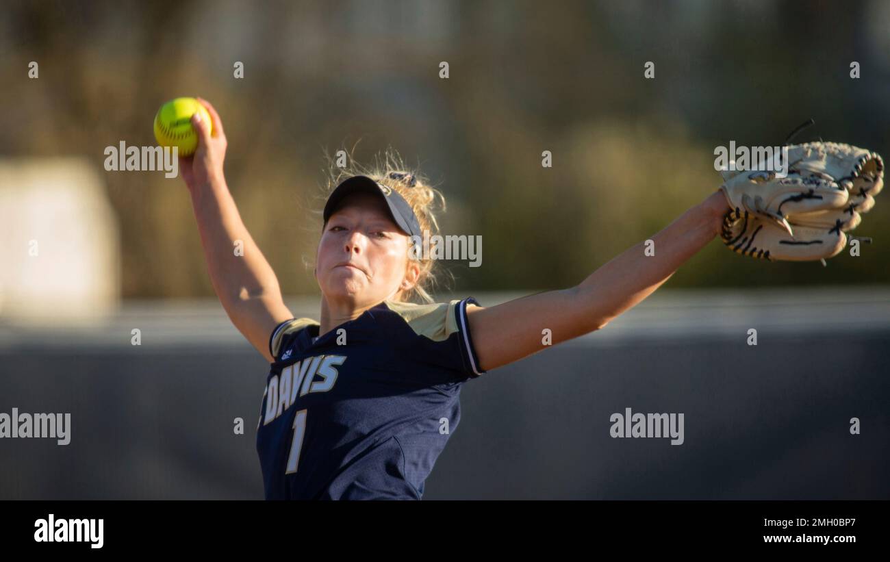 UC Davis pitcher Katie Kibby during an NCAA softball game on Friday ...