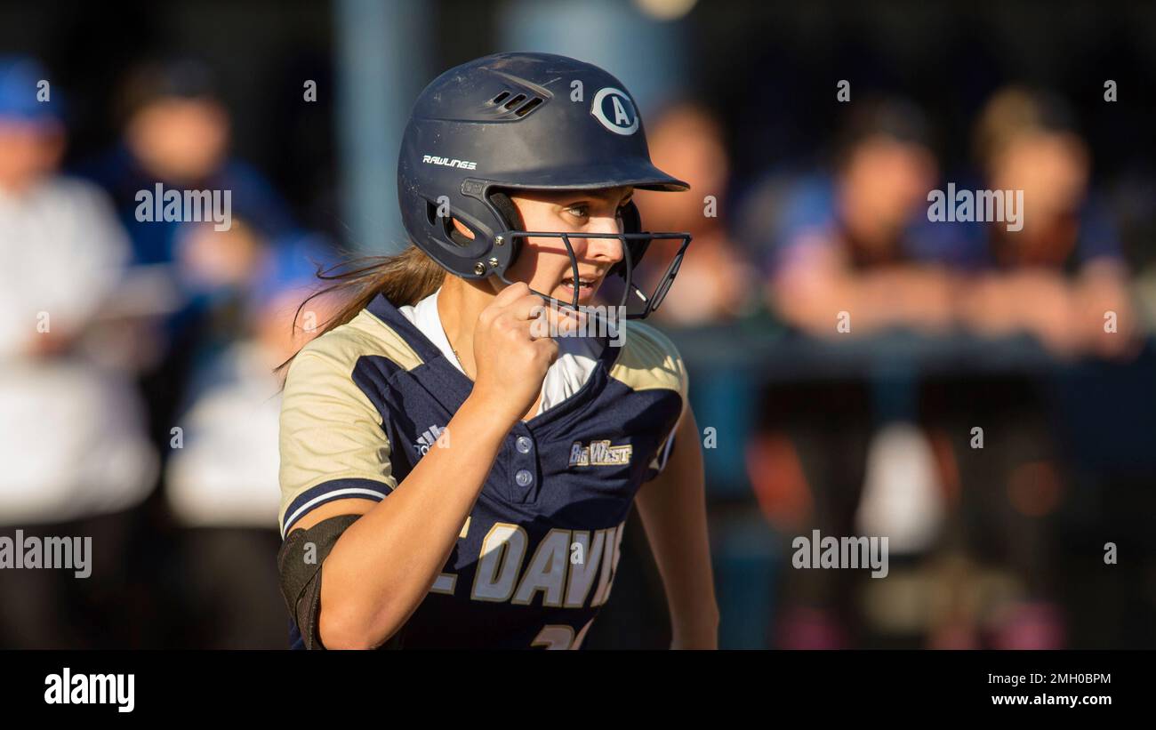 UC Davis' Alyse Rojas during an NCAA softball game on Friday, Feb. 7 ...
