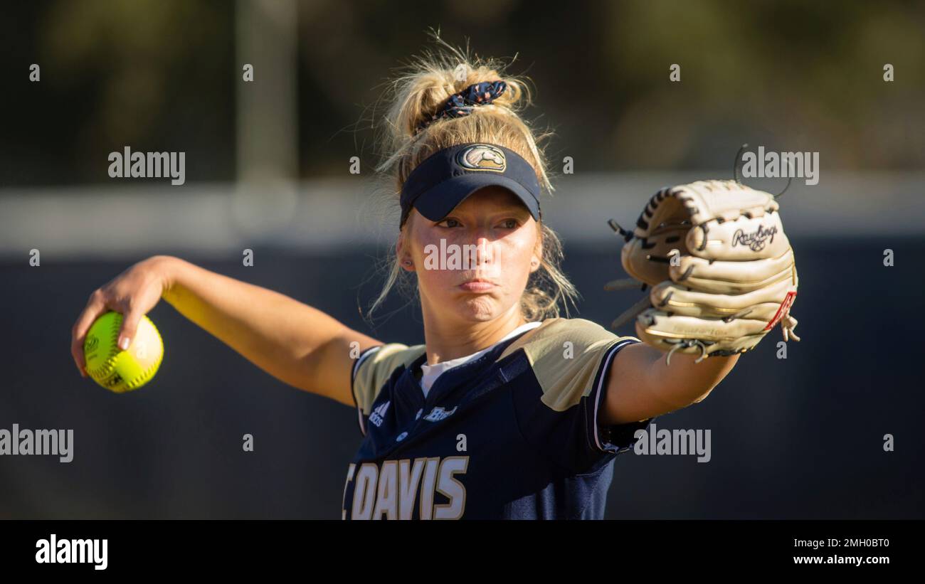 UC Davis pitcher Katie Kibby during an NCAA softball game on Friday ...