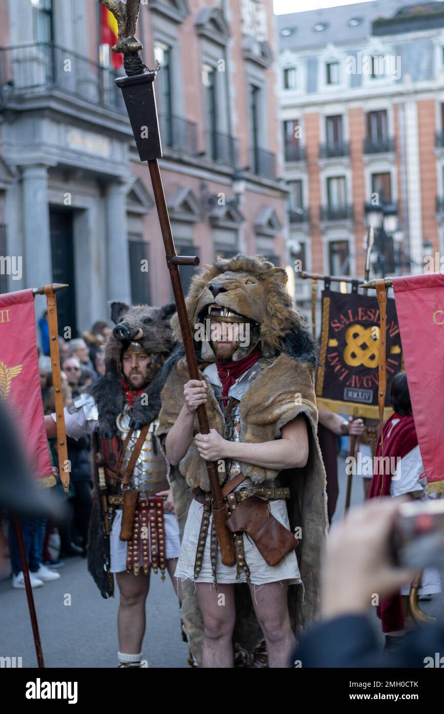 Madrid, Spain, 21 January, 2023: Parade of Roman troops during t Stock ...