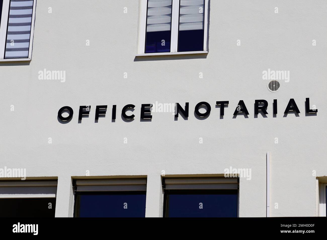 office notarial text french sign on facade means office notary building ...