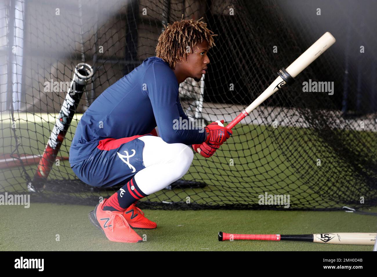 Atlanta Braves center fielder Ronald Acuna Jr. waits hit hit in the ...