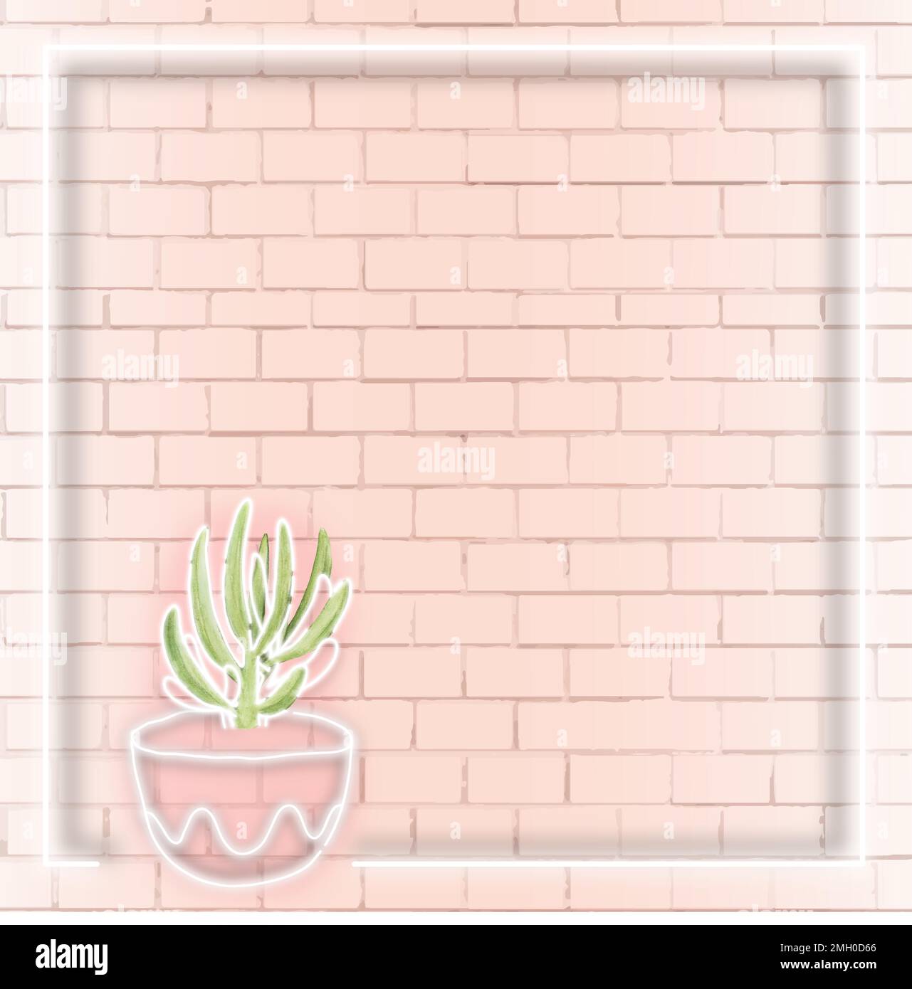 Neon square cactus frame social ads template vector Stock Vector Image ...