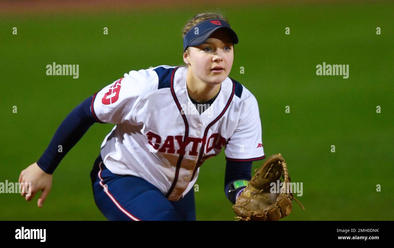 Dayton player Alyssa Cacini is shown during an NCAA softball game ...