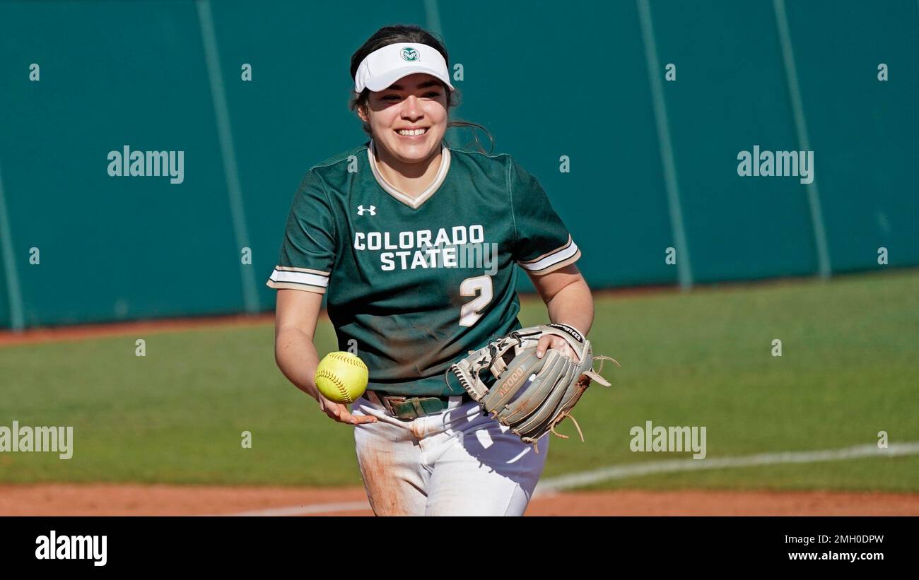 Colorado State's Corina Gamboa (2) reacts after a catch during an NCAA ...